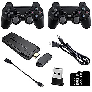 Wireless Retro Game Console,Plug and Play Video Game Stick Built in 10000+ Games,9 Classic Emulators, with Dual 2.4G Wireless Controllers,Birthday Gifts Choice for Children/Adults(64G)