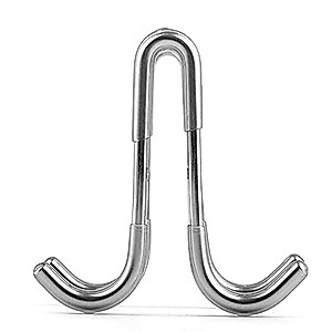 Maxfacilis Shower Door Hooks 2 Packs 304 Stainless Steel, Two Side Bathroom Frameless Door Hooks, for Robe, Towel, Squeegee, Loofah, Bathing Suits, Shaver-Silver（Two Side）