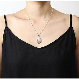 COSUMOSU flower of life Sacred Geometry Tear Drop 925 Sterling Silver Pendant