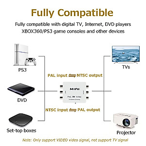 Mini PAL to NTSC Converter PAL NTSC Mutual Conversion Converter Adapter for Most DVD Players/recorders, camcorders, VCRs, Video Monitors and Various TV Systems