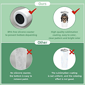 AiHeart 20oz Sublimation Stainless Steel Coffee Tumblers,Double Wall Vacuum Insulated Blanks Bulk Tumblers with Lid Silicone Coasters and Shrink Wrap Films,Travel Mug For Car Cup Racks(6pack)