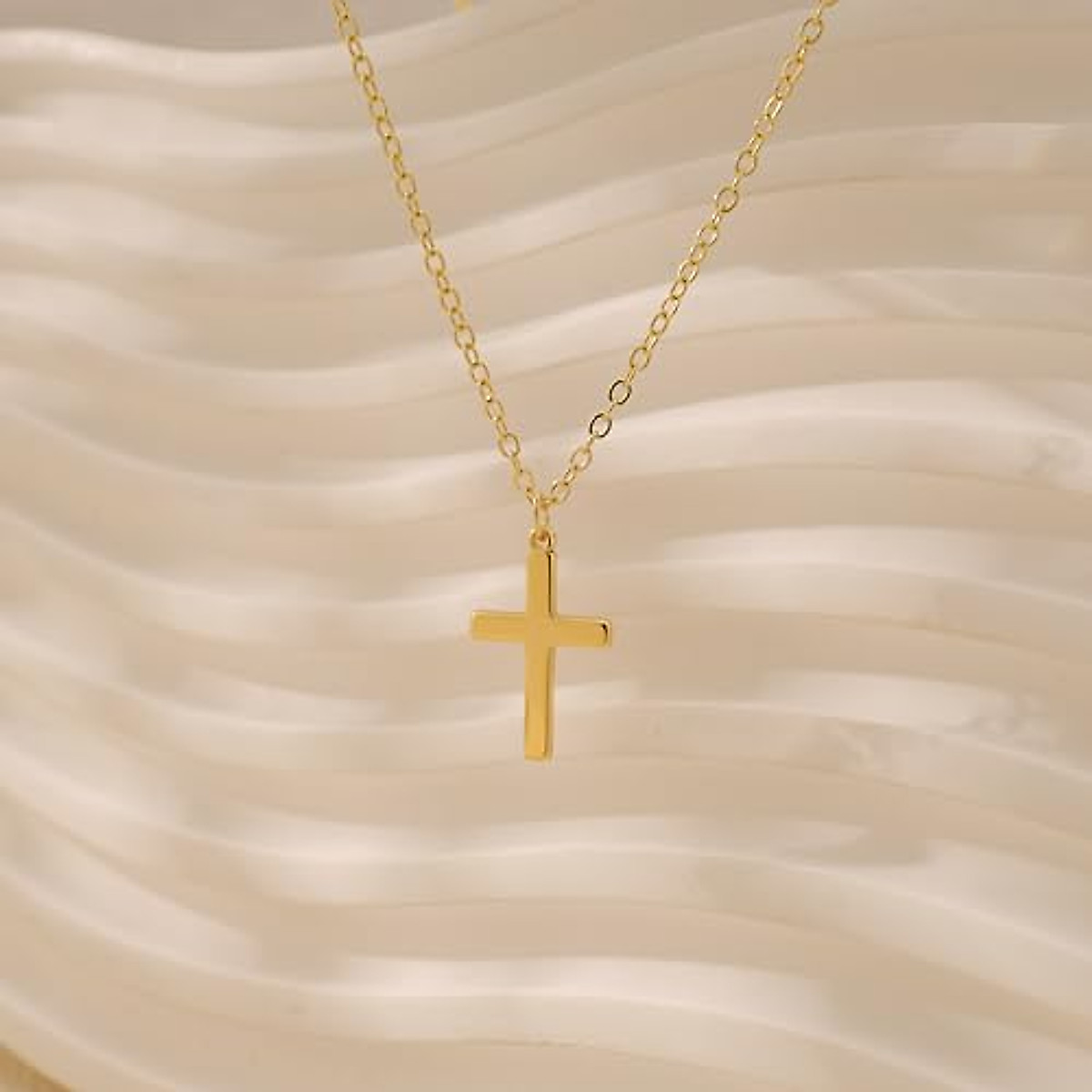 KICKGY Gold Cross Necklace for Women 14K Gold Plated Small Cross Necklace Dainty Gold Necklace Cute Cross Choker Necklace Simple Cross Pendant Necklace Aesthetic Jewelry for Women Gift