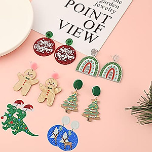 Christmas Stud Earrings for Women Christmas Acrylic Earrings for Women Gingerbread Earrings Dinosaur Earrings Rainbow Earrings Christmas Decorations