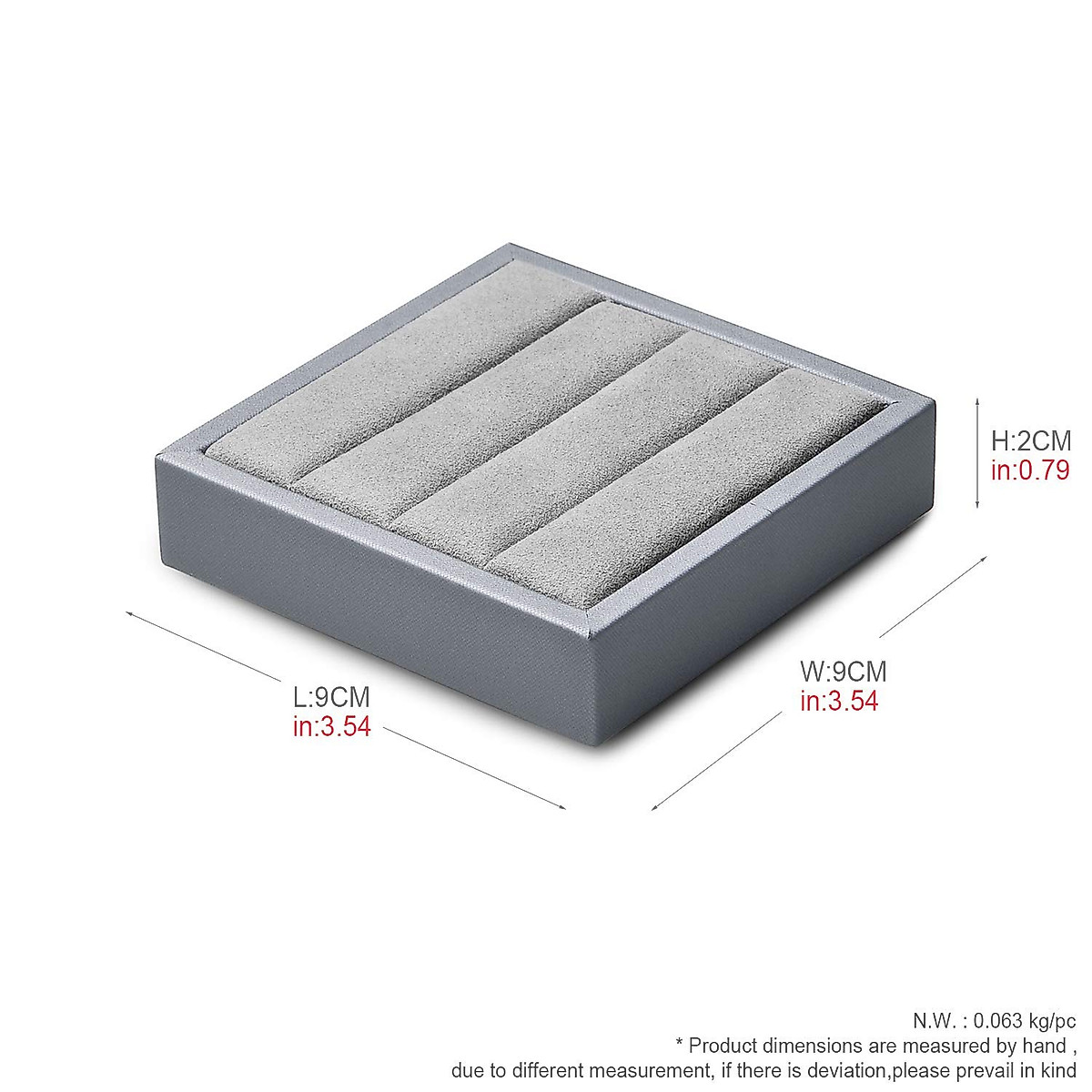 Oirlv Premium Leather Ring Display Stand Small Ring Tray Showcase Jewelry Display Rings Holder Home Organizer(Light Grey)