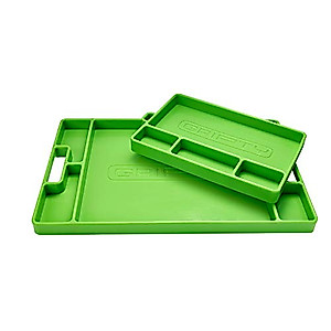 Gripty (Duo-Pack) | PREMIUM Silicone Tool Tray | Flexible | Multi Purpose Mat | Portable Tool Box Organizer | No Magnets | Easy Clean Up | (ORIGINAL Green)
