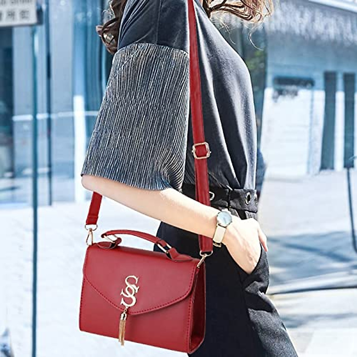 Crossbody Bags for Women Casual Fashion Handbag Adjustable Strap with Tassel Decoration Shoulder Bag Purse