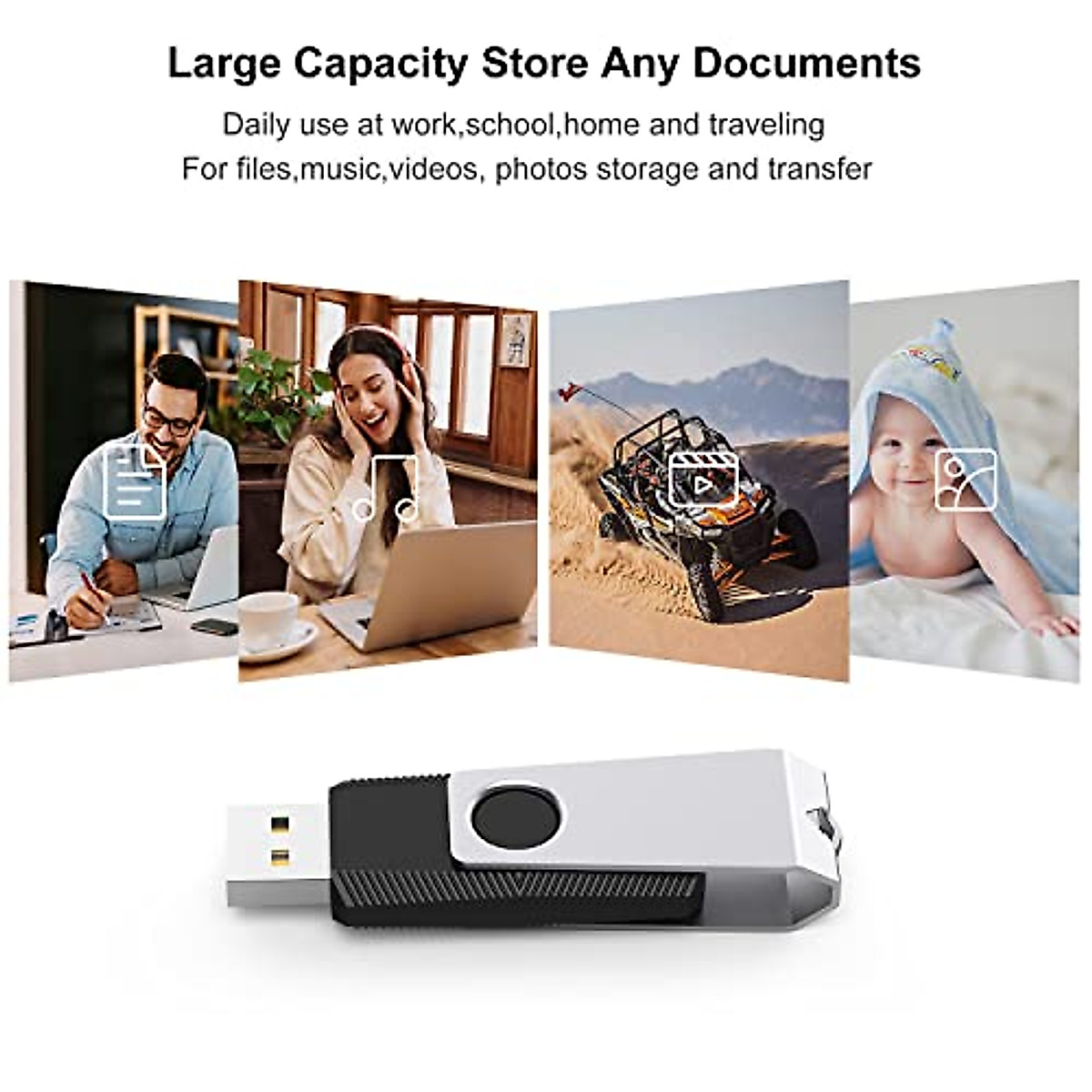 MONGERY 16GB USB Flash Drives 20 Pack Bulk Memory Stick Swivel Thumb Drive Jump Drive with LED Light for Storage and Backup