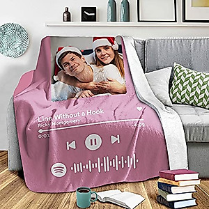 Custom Blanket with Picture Scan Spotify Code Photo Pink Blanket Personalized Fleece Blanket Throw Crib Soft Blanket Design Your Own Blanket Baby Adult Bed Decor Bedroom Birthday Wedding Gift 40x50