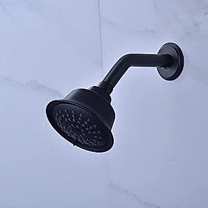 Anpean 6 Inch Shower Arm with Flange, Wall Mounted Rain Shower Head Extension Arm, Matte Black
