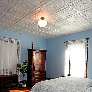 A La Maison Ceilings R47 Romanesque Wreath Foam Glue-up Ceiling Tile (21.6 sq. ft./Case), Pack of 8, Antique Bronze