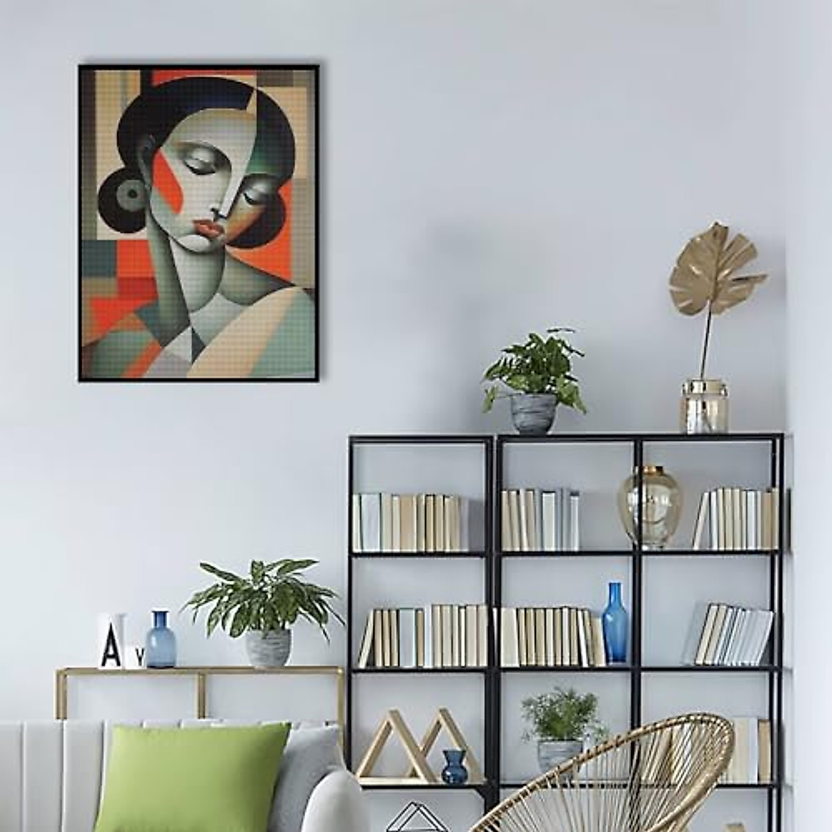 Solitar Full Circle Diamond Picasso Abstract Geometry Girl Diamond Painting Art kit Suitable for Adult Beginner Painting with Gemstone Beads, Crystal Home Wall Decor 12 x 12 in（30x30 cm）