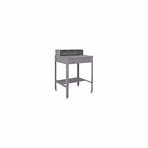 Flat Top Shop Desk w Pigeonhole Compartments, 34-1/2"W x 30" D, Gray