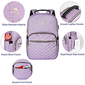 MATEIN Laptop Backpack for Women, Anti Theft 15.6 inch College School Bookbag for Girls with USB Charging Port, Water Resistant Stylish Travel Computer Work Backpack with RFID Pocket for Nurse, Purple