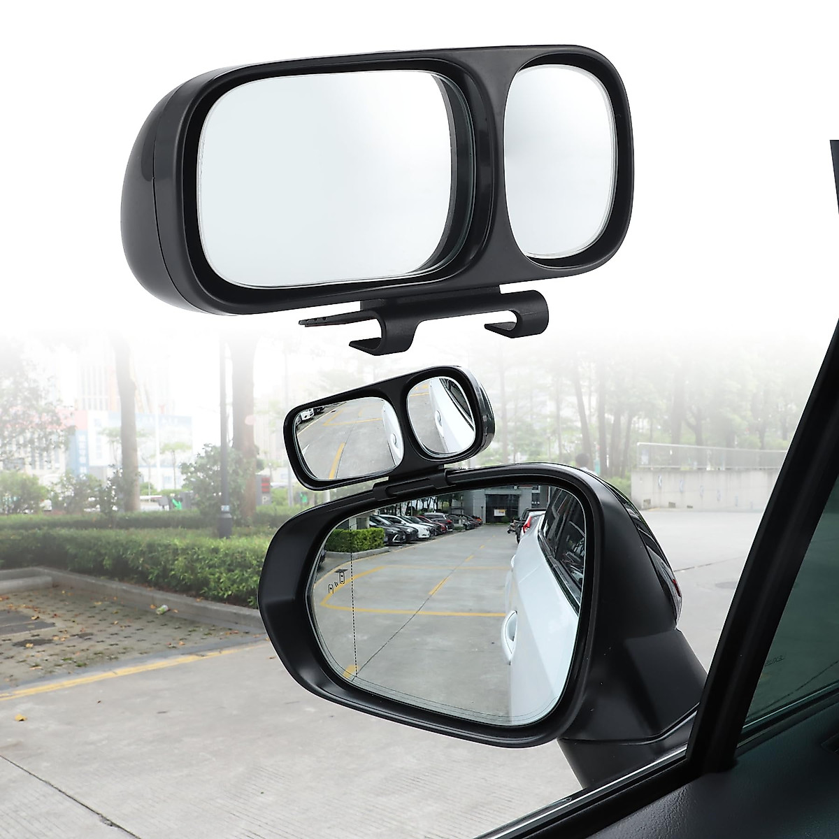 LivTee Blind Spot Mirror, Double Adjustable Mounted Blindspot Mirror HD Glass Wide Angle View, Side Rearview Mirror Universal, Left