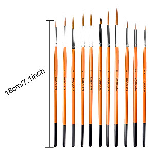 Model Paint Brushes Set - 11 Pieces Fine Detail Painting Brushes for Acrylic, Oil, Watercolor - Airplane Kits, Ceramic, Enamel, Miniatures