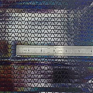 Hologram Metallic Foil Stretch Fabric Triangle Pattern(Black 2yards)