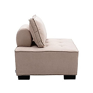 voqoomkl Single Sofa Chair, Accent Chairs, Lounge Floor Couch Foam Bed Chair for Living Room Bedroom, Lazy Chair with Pillow, Beige