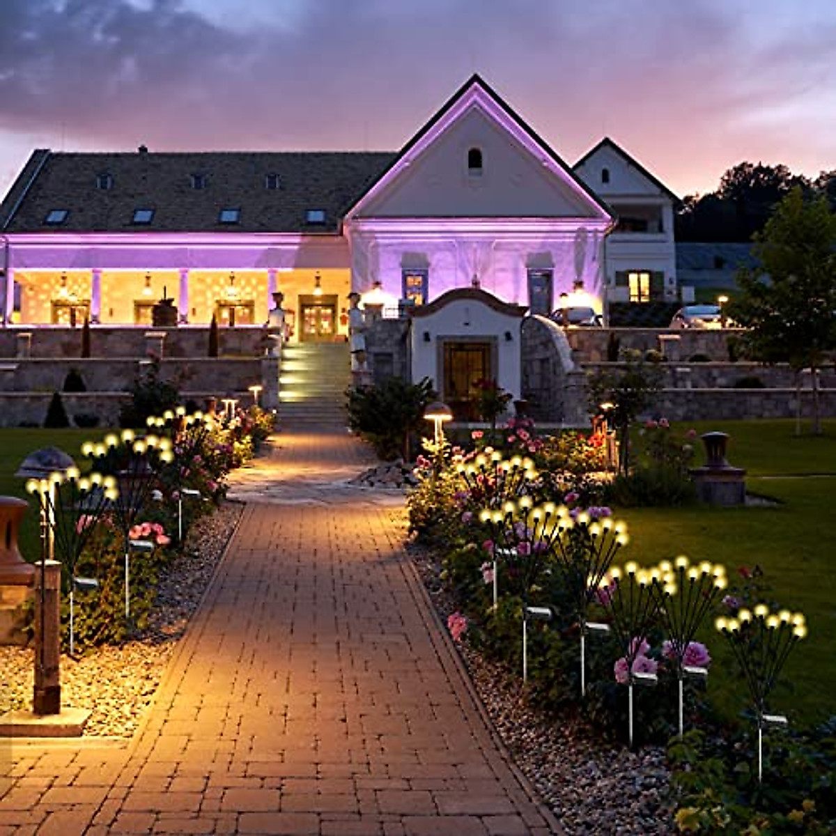 Elitecran Solar Garden Lights, 1 Pack 8 LED Solar Firefly Lights, IP65 Solar Landscape Light, Swaying Decorative Lights for Garden Yard Patio Path for Halloween Christmas (Warm Light, 1 Pack)