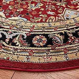 SAFAVIEH Lyndhurst Collection 3'3" Round Red / Black LNH330B Traditional Oriental Non-Shedding Dining Room Entryway Foyer Living Room Bedroom Area Rug