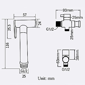ifgswopq Toilet Jet Spray Portable Bidet Shower Set Handheld Bidet Sprayer for Toilet Spray Attachment with Hose Cold Water Brass G1/2" Valve Toilet Sprayer,Grey (Black)