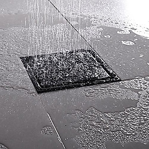 Orhemus 304 Stainless Steel Square Shower Floor Drain with Tile Insert Grate Removable Cover 6 inch Long, Matte Black Plated Finished