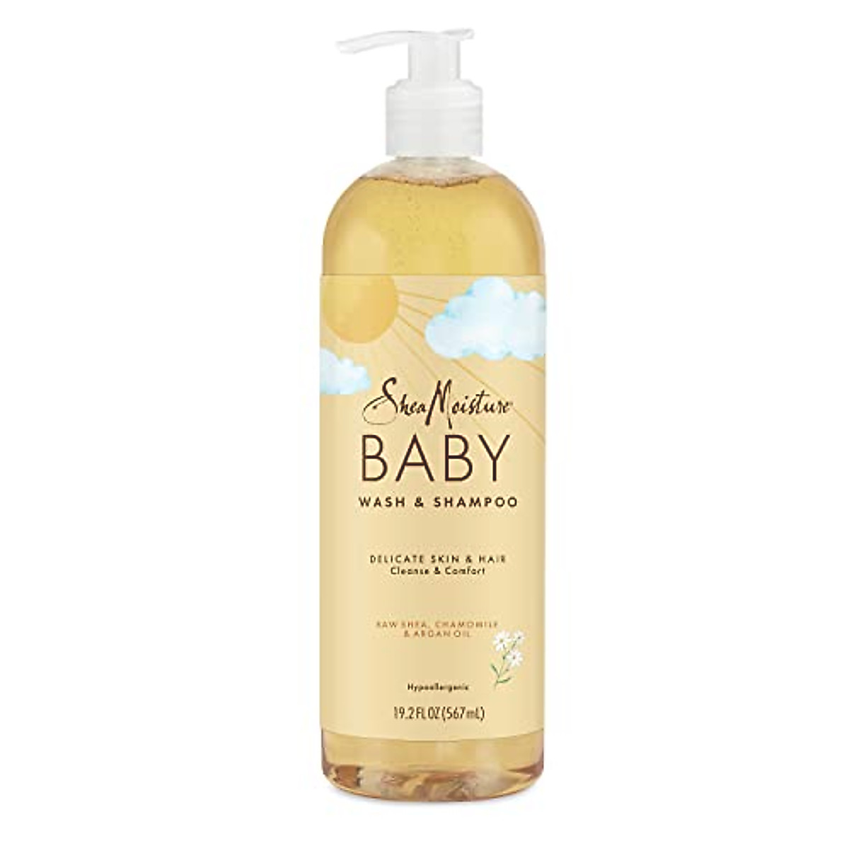 SheaMoisture Baby Wash and Shampoo Raw Shea, Chamomile & Argan Oil for Delicate Skin and Hair Baby Care with Shea Butter, 19.2 oz