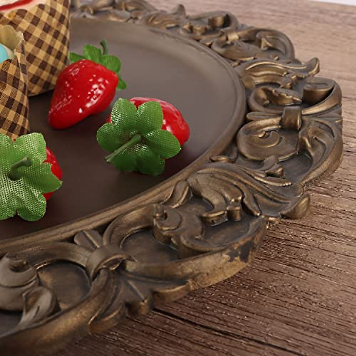 12.7 Inch Antique Decorative Tray Towel Tray Storage Tray Serving Tray Dish Plate Fruit Trays Rings Chain Bracelets Earrings Trays Cosmetics Jewelry Organizer Retro Design Vanity Tray