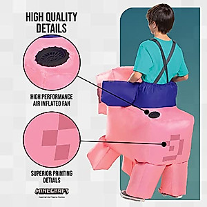 Pig Ride On Minecraft Kids Inflating Costume Jumpsuit with Fan, Up to Size (7-8)