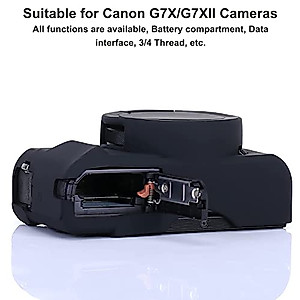 Yisau Case for G7X Mark II G7X Removable Lens Cover, Silicone Cover Rubber Soft Camera Case for Canon PowerShot G7X II G7X (Glamour Black)