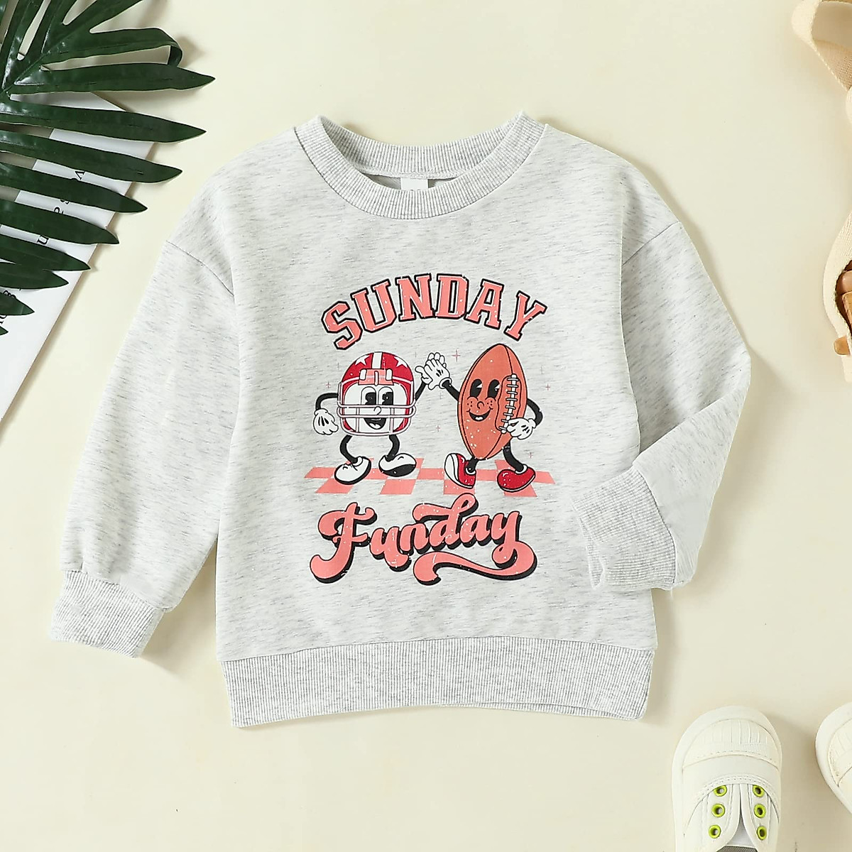 MoZiKQin Toddler Baby Boy Girl Football Sweatshirt Long Sleeve Pullover Sweater Tops Thanksgiving Outfit Fall Clothes (Sunday Funday,3-4T)