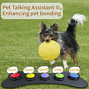 Set of 5 Color Dog Buttons with Rubber Mat for Communication,Dog Talking Buttons,Pet Buttons,Dog Training & Behavior Aids,Train Your Dog to Voice What They Want