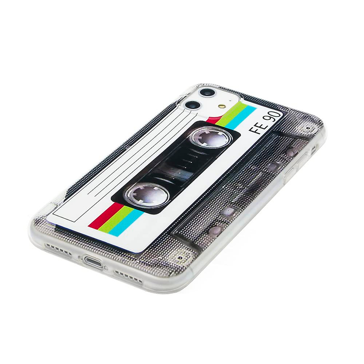 FAteam Matte Finish Heavy Duty Soft Back Cover with TPU Soft Bumper Cassette Tape Case Compatible with iPhone 11-6.1 inch