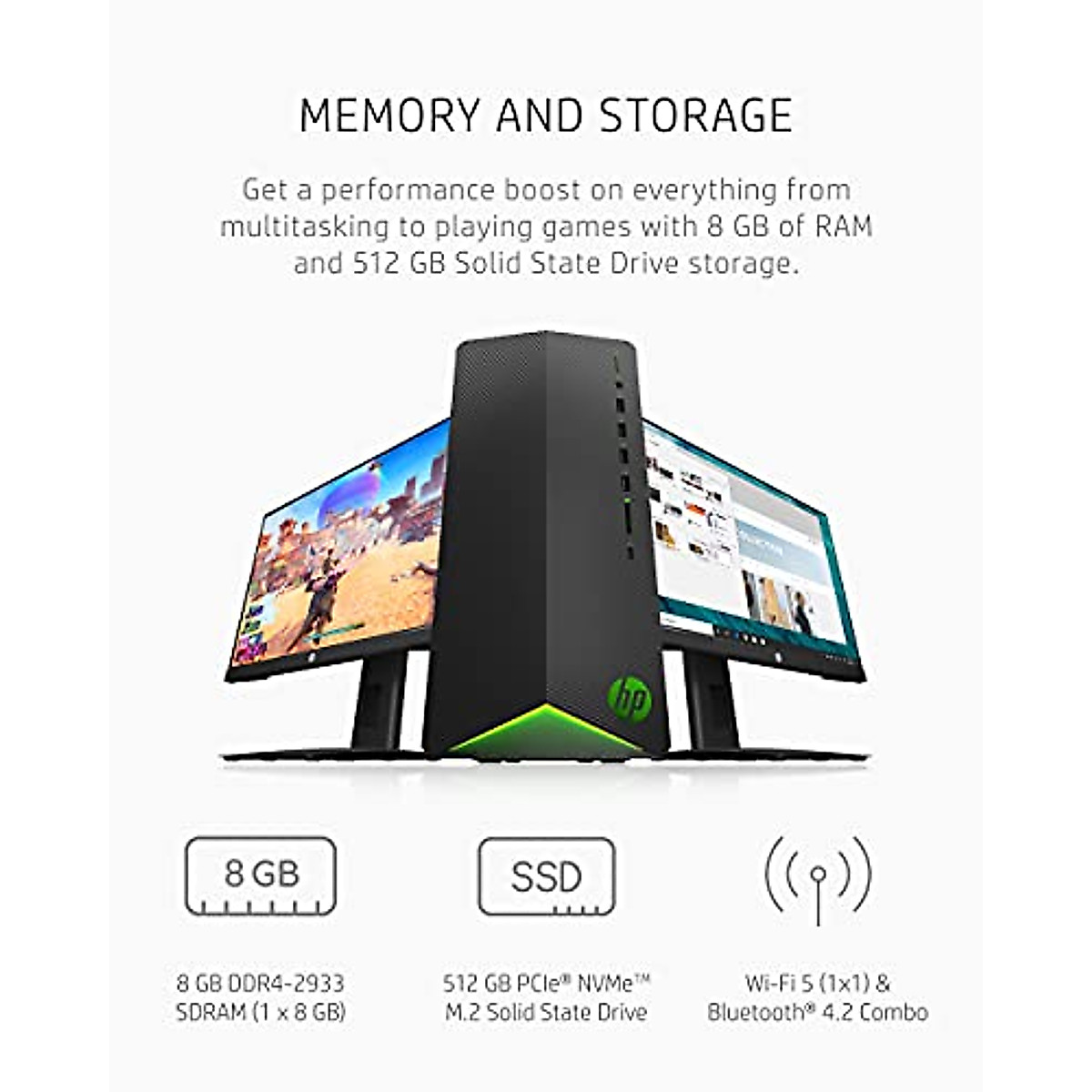 HP Pavilion Gaming PC, NVIDIA GeForce GTX 1650, 11th Gen Intel Core i5-11400F Processor, 8 GB RAM, 512 GB SSD, Windows 11, Wi-Fi 5 & Bluetooth 4.2, 9 USB Ports, Pre-Built PC (TG01-2040, 2021)