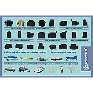 iCOVER Grill Cover, 70 Inch 600D Heavy Duty Waterproof Patio Outdoor Canvas BBQ Barbecue Smoker Grill Cover for Weber Char-Broil Brinkmann Holland Dyna-Glo and JennAir