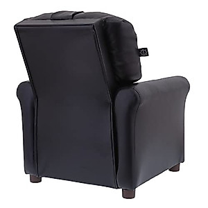 THE CREW FURNITURE Traditional Kids Recliner Chair, Toddler Ages 1-5 Years, Polyurethane Faux Leather, Black