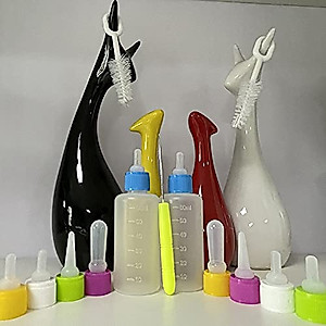 Pet Bottle Kit, Squeeze Liquid Bottle Replaceable Silicone Teat Mini Teat for Newborn Kittens, Puppies, Rabbits, Small Animals Replacement Teat Cat Feeding Bottle Feeding Tool