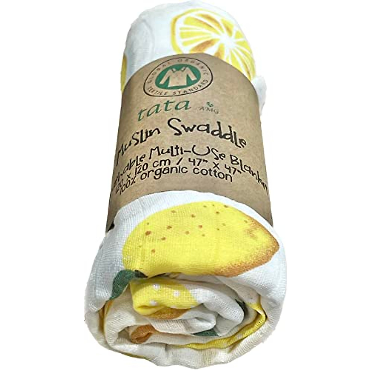 TATA AMG ® Muslin Baby Blankets | Swaddle for Newborns | 100% Organic Cotton Gauze Receiving Blanket Soft, Silky & Breathable for Girls & Neutral Gender | Baby Essentials | 47 x 47 inches