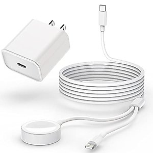 2 in 1 USB C Charger for Apple Watch and iPhone, 20W PD Fast Wall Charger Power Adapter with 6.6 FT Magnetic iWatch Charging Cable for Apple Watch Series 8/7/SE/6/5/4/3/2/1 & iPhone 14/13/12/11/XS/X