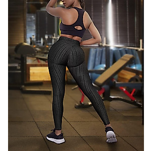 Msicyness Tiktok Trending Leggings Women's High Waist Yoga Pants Ruched Butt Lift Leggings Textured Scrunch Booty Tights