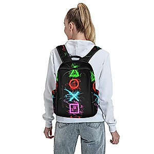 Video Games Controller Lightweight Backpack College Rucksack Outdoor Travel Backpacks Student School Bookbag Camping Black One Size