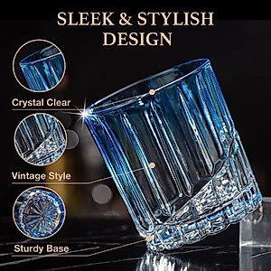 Claplante 6 Pack Old Fashioned Whiskey Glasses, 10 OZ Crystal Rocks Glasses, Cocktail Glass, Gift Box - Barware For Bourbon, Scotch, Rum glasses, Drinking Glasses, Glass Cups, Whiskey Gifts