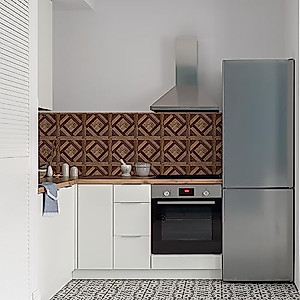 uxcell Peel and Stick Floor Wall Tiles Sticker, 10Pcs 12"x12" Self-Adhesive Wood Grain Floor Stickers Matte Frosted Flooring Tiles for Kitchen Bathroom and Home Decor, Yellow+Brown