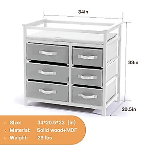 Baby Changing Table with 6 Storage Baskets, Can be Used as a Changing Table Dresser with Changing Table Top, a Baby Changing Station, a Diaper Changing Station (White)