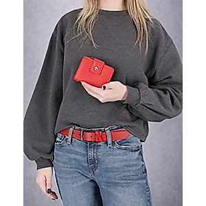 Timberland womens Leather RFID Small Indexer Wallet Billfold, Red, One Size US