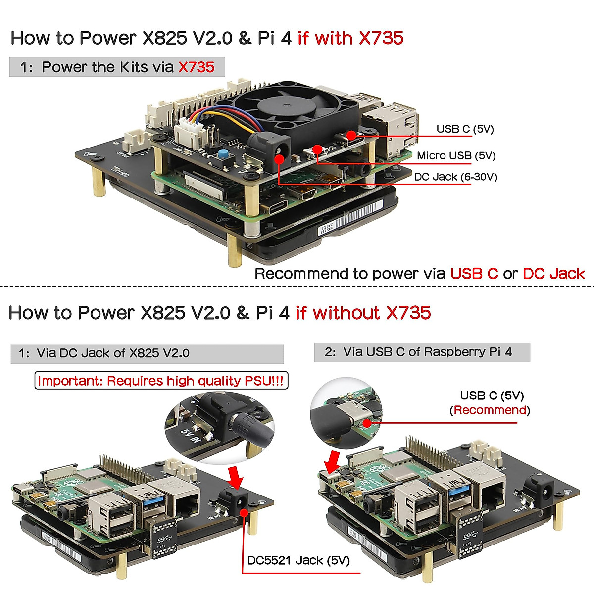 Geekworm for Raspberry Pi 4 SATA Storage, X825 V2.0 2.5 inch SATA HDD/SSD Expansion Board UASP Supported Compatible with Raspberry Pi 4 Model B 1GB/2GB/4GB/8GB Only(Not Include Raspberry Pi)