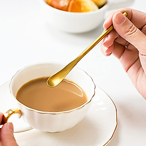 WUWEOT 8 Pack Stainless Steel Coffee Spoons, 5In Iced Tea Spoons Cocktail Stirring Spoons, Spice spoons with Short Handle (4 Colors)