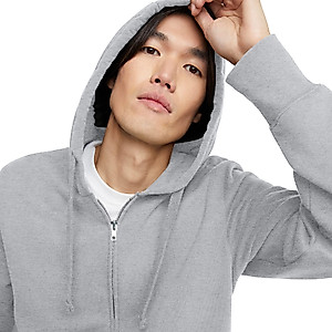 Hanes Men's Originals Full, Heavyweight Fleece Sweatshirt, Zip-Up Hoodie, Light Steel