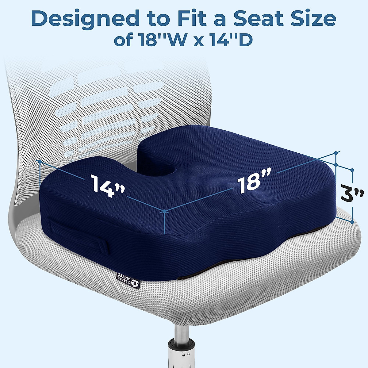 5 STARS UNITED Seat Cushion for Desk Chair - Tailbone, Coccyx Sciatica Pain Relief - Office Chair Cushions - Wheelchair Cushions - Car Seat Cushions - Pressure Relief Lifting Cushions