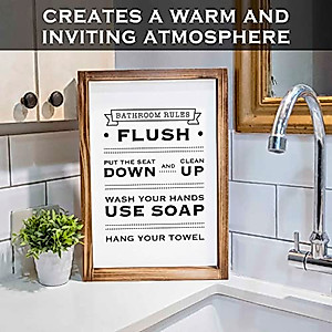 Wood Bathroom Rules Sign Decor Funny 11x16 Inch, Cute Bathroom Sign Decor, Bathroom Rules Wall Art, Funny Bathroom Signs, Bathroom Farmhouse Wall Decor, Toilet Rules Sign for Bathroom