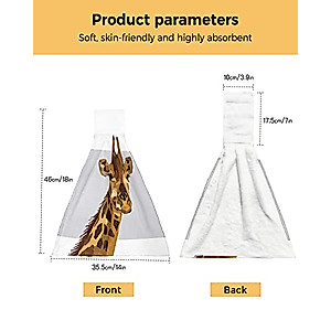 Geometric Art Hanging Hand Towels Kitchen Towel Absorbent Towel Hanging Towel Hand Bath Towel, 18"x14" Decorative Soft Oven Towel Quick Dry Dish Cloth Towels 2Pcs, Brown Giraffe Textured Pattern